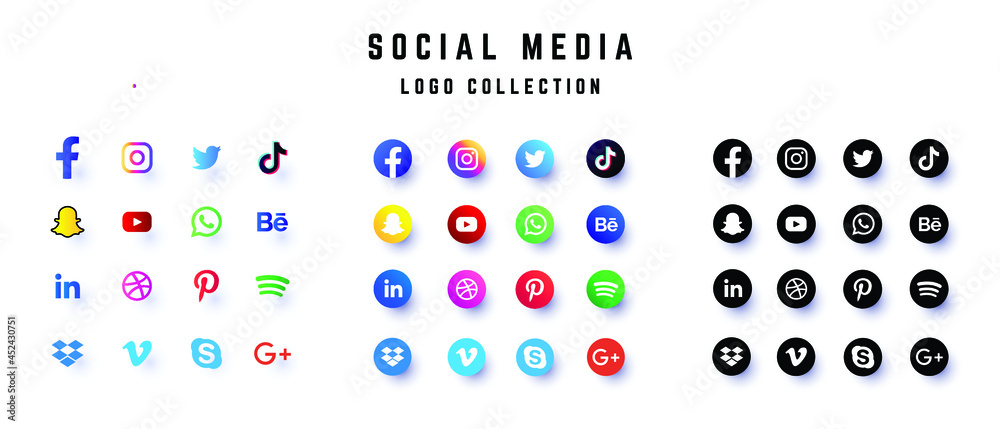 social media logo icon set collection Stock Vector | Adobe Stock
