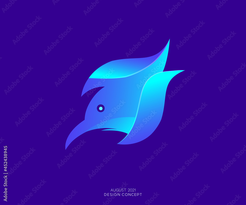 Abstract blue eagle head logo concept design for modern identity and ...