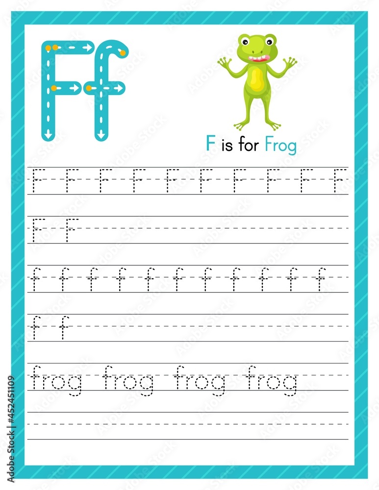 Trace letter F uppercase and lowercase. Alphabet tracing practice ...