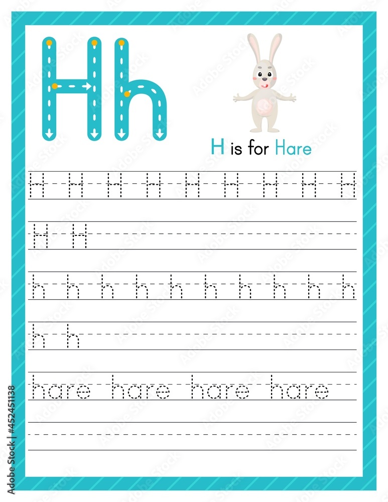 Trace letter H uppercase and lowercase. Alphabet tracing practice ...