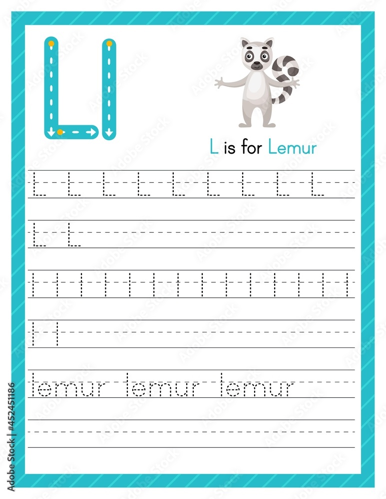 Trace letter L uppercase and lowercase. Alphabet tracing practice ...