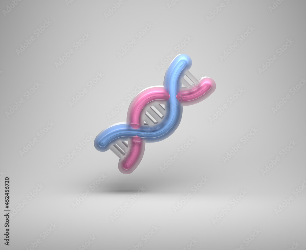 3d dimensional icon symbol for DNA genes with a layer of glass material ...