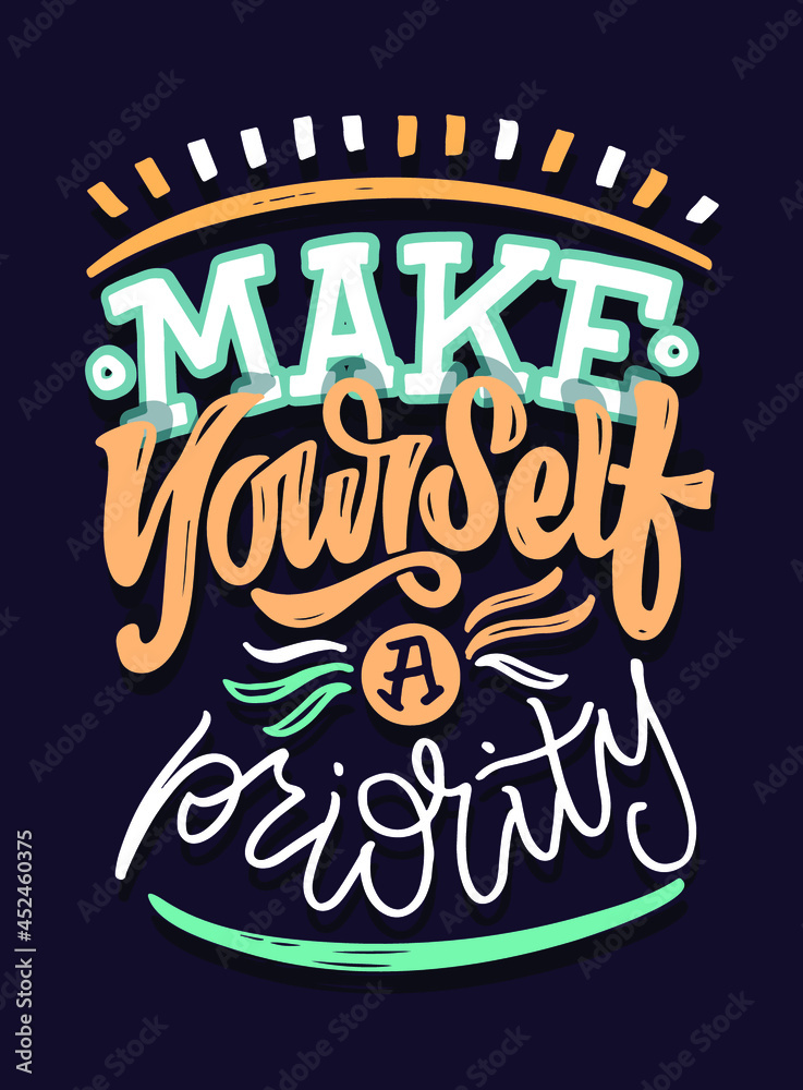 Hand drawn lettering quote in modern calligraphy style about lifestyle ...