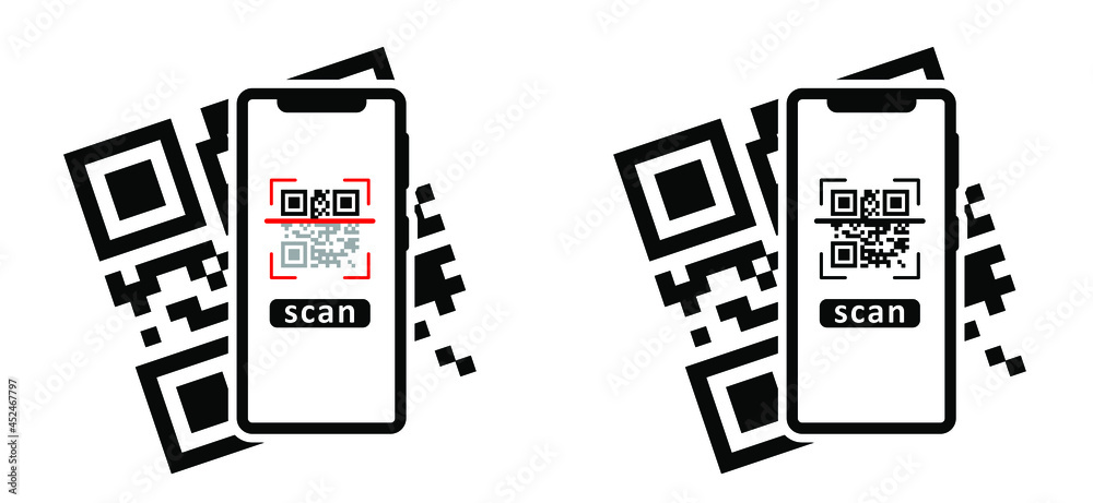 Scan me, QR code scanning icon. Mobile phone qr code payment, E wallet ...