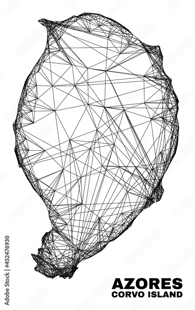 carcass irregular mesh Corvo Island map. Abstract lines form Corvo ...