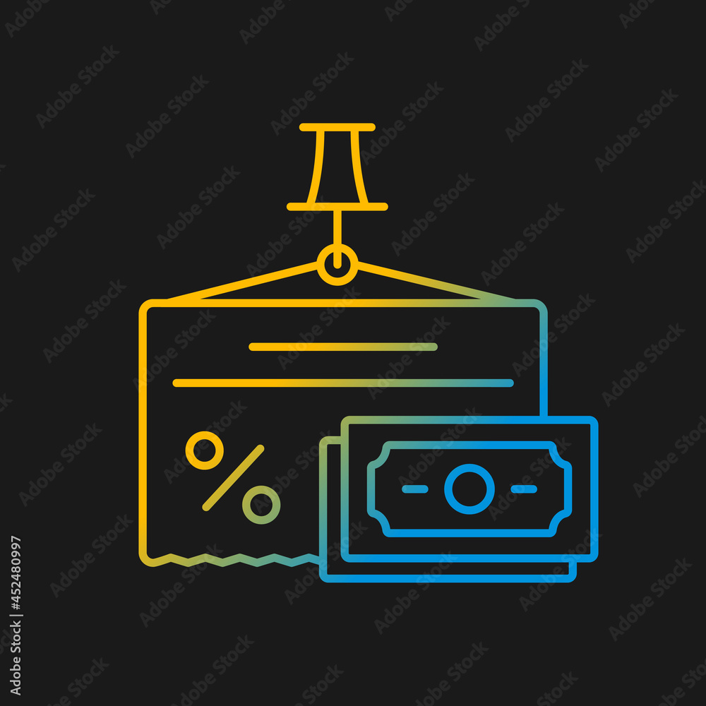 Fixed expenses gradient vector icon for dark theme. Money planning ...
