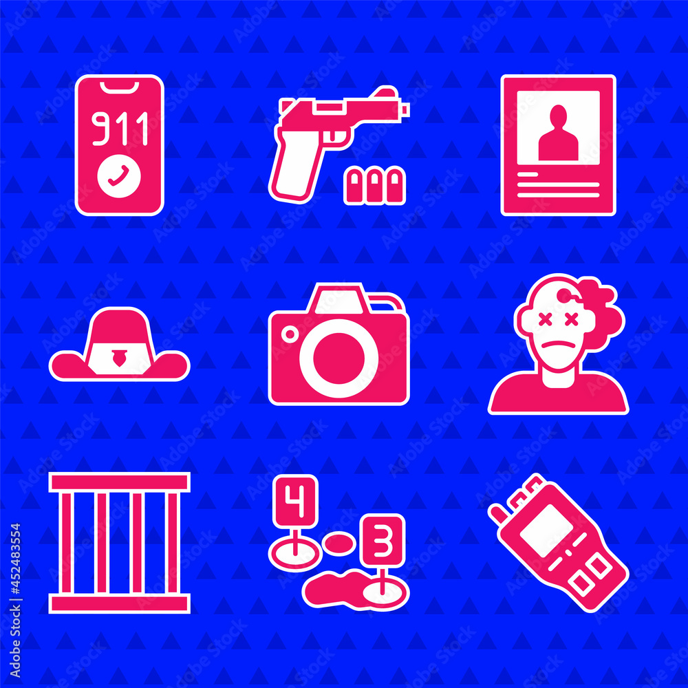 Set Photo camera, Marker of crime scene, Walkie talkie, Murder, Prison ...