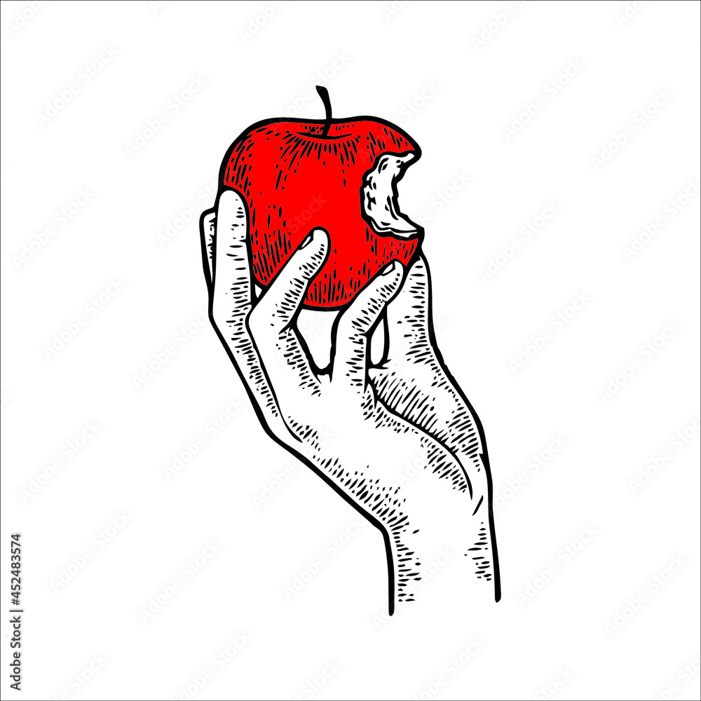 apple bite forbidden fruit adam and eve eating Stock Vector | Adobe Stock