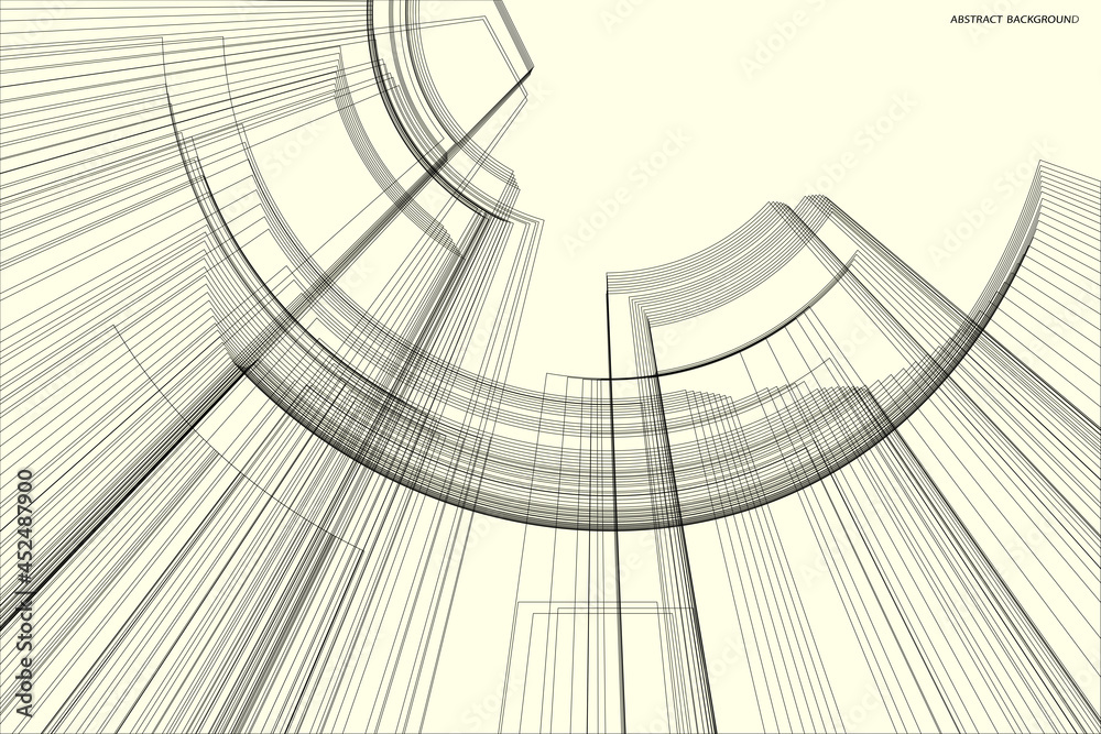 abstract pattern of rectangles and lines. drawing is kept in outline ...