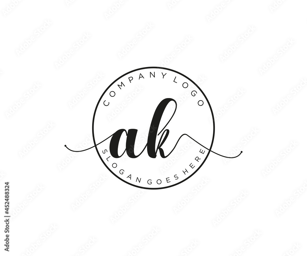 initial AK Feminine logo beauty monogram and elegant logo design ...