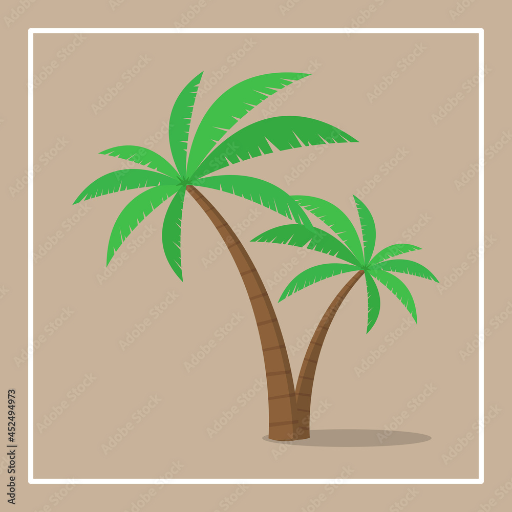 Vector illustration of two coconut trees. isolated background vector ...