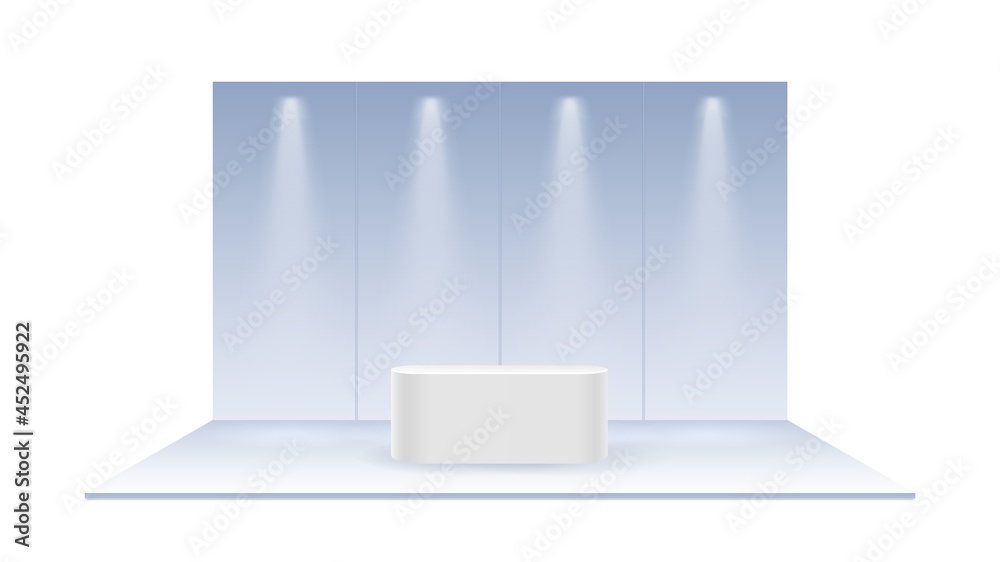 Pastel blank exhibition trade. Realistic show booth, empty promotional ...