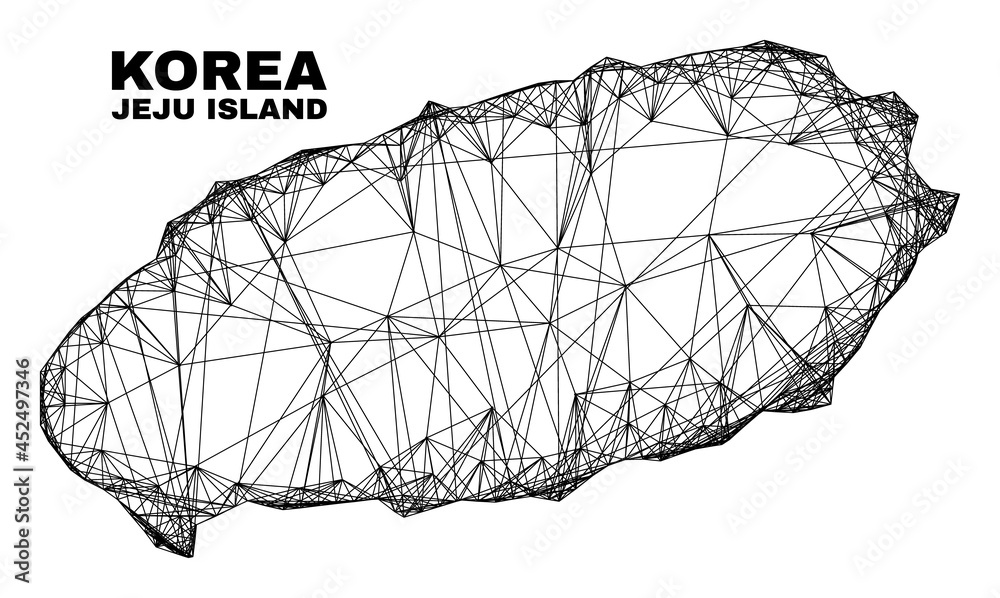 Net irregular mesh Jeju Island map. Abstract lines form Jeju Island map ...