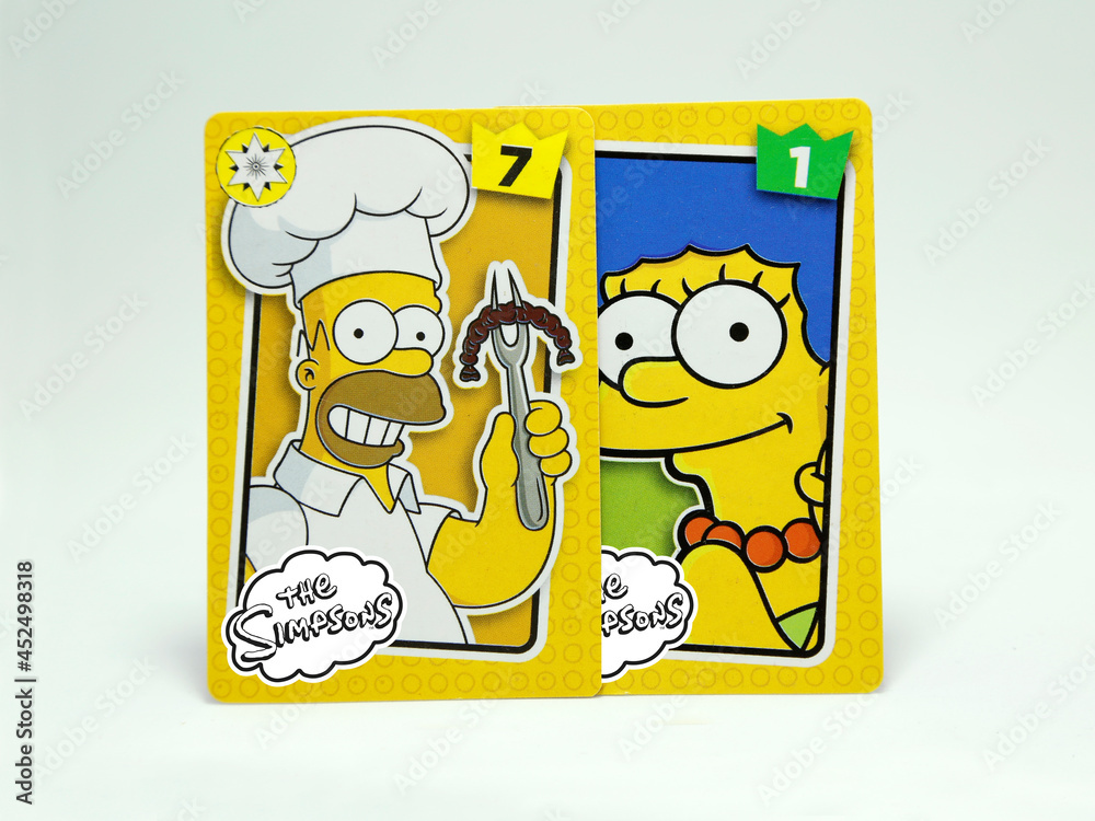 The Simpsons. Homer and Marge Simpson. Playing card with the image of ...