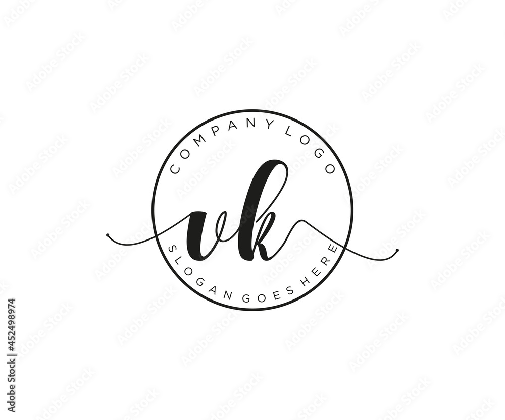 initial VK Feminine logo beauty monogram and elegant logo design ...