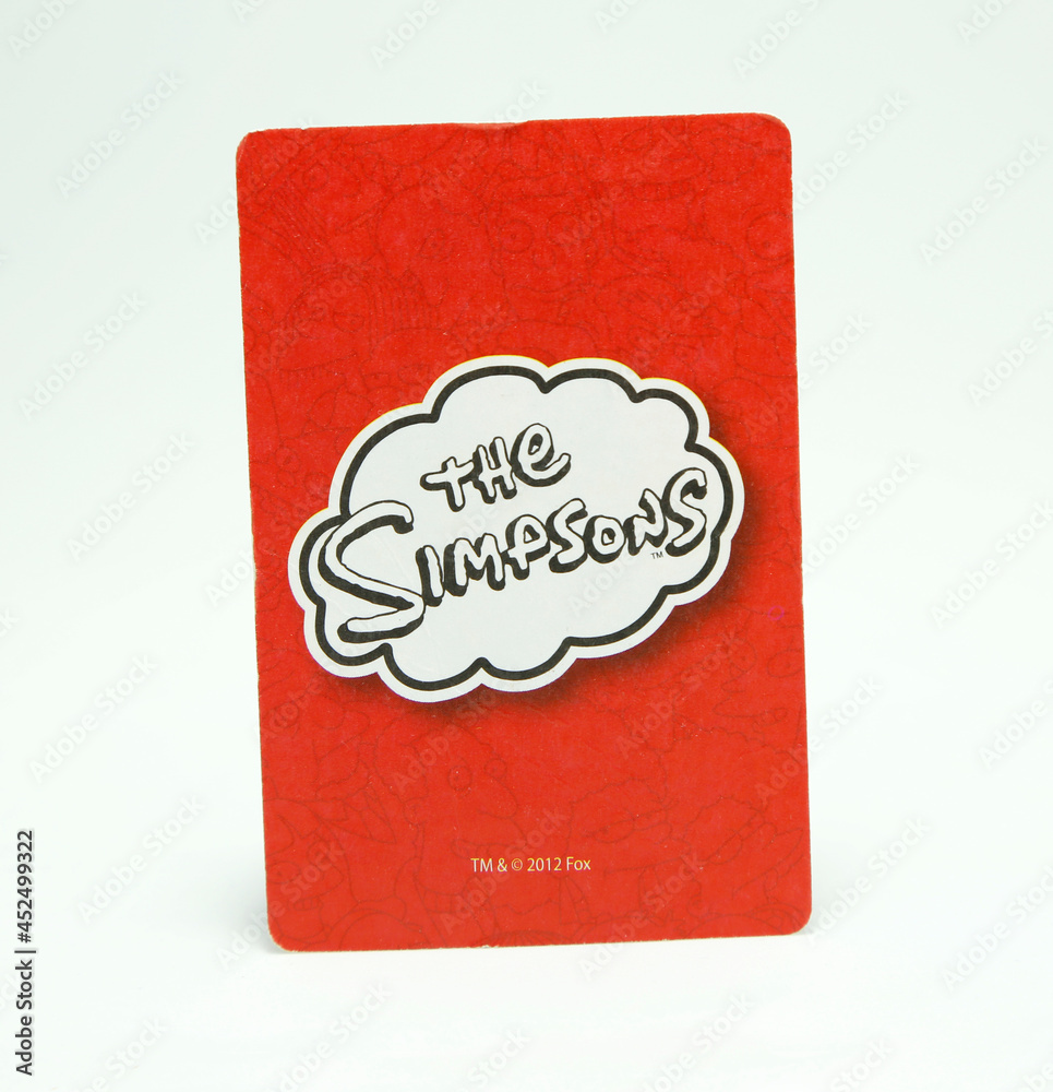 Playing card with the logo of the animated series The Simpsons ...