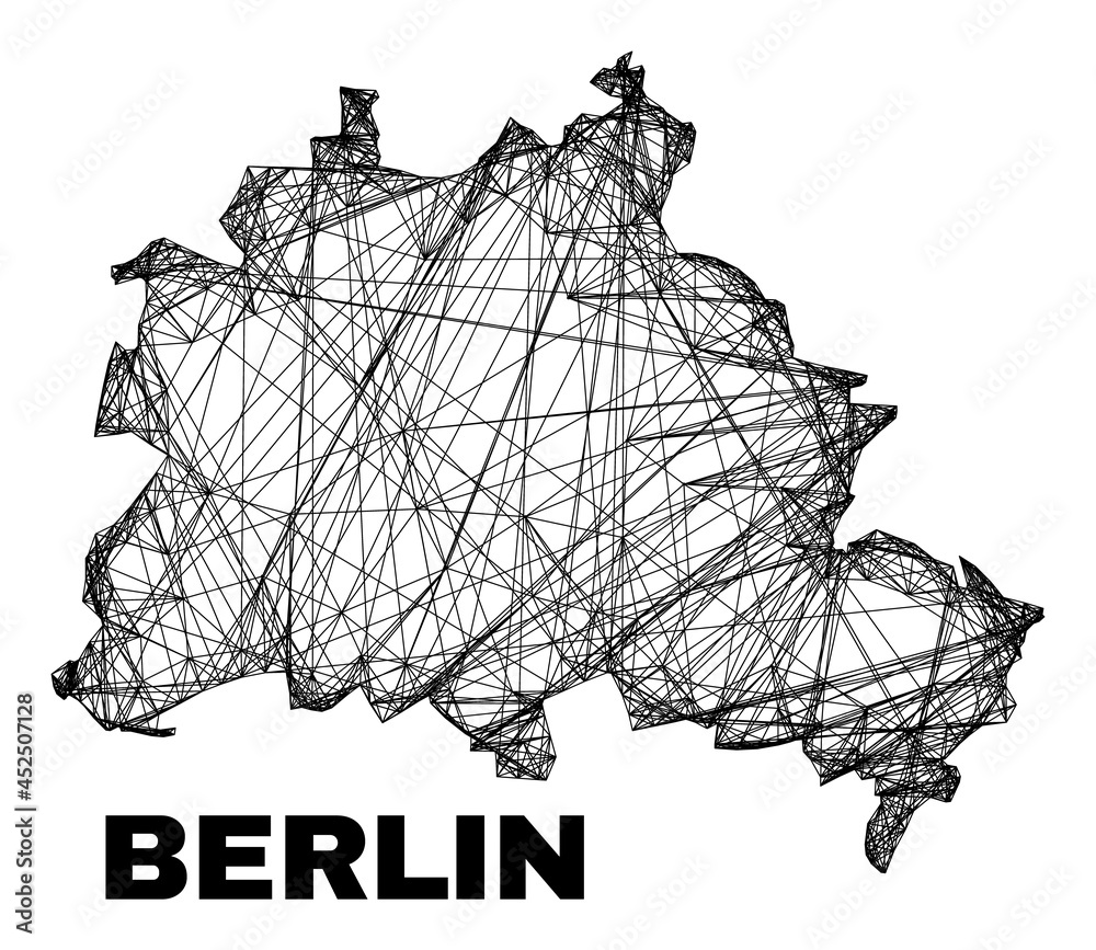 Wire frame irregular mesh Berlin City map. Abstract lines form Berlin ...