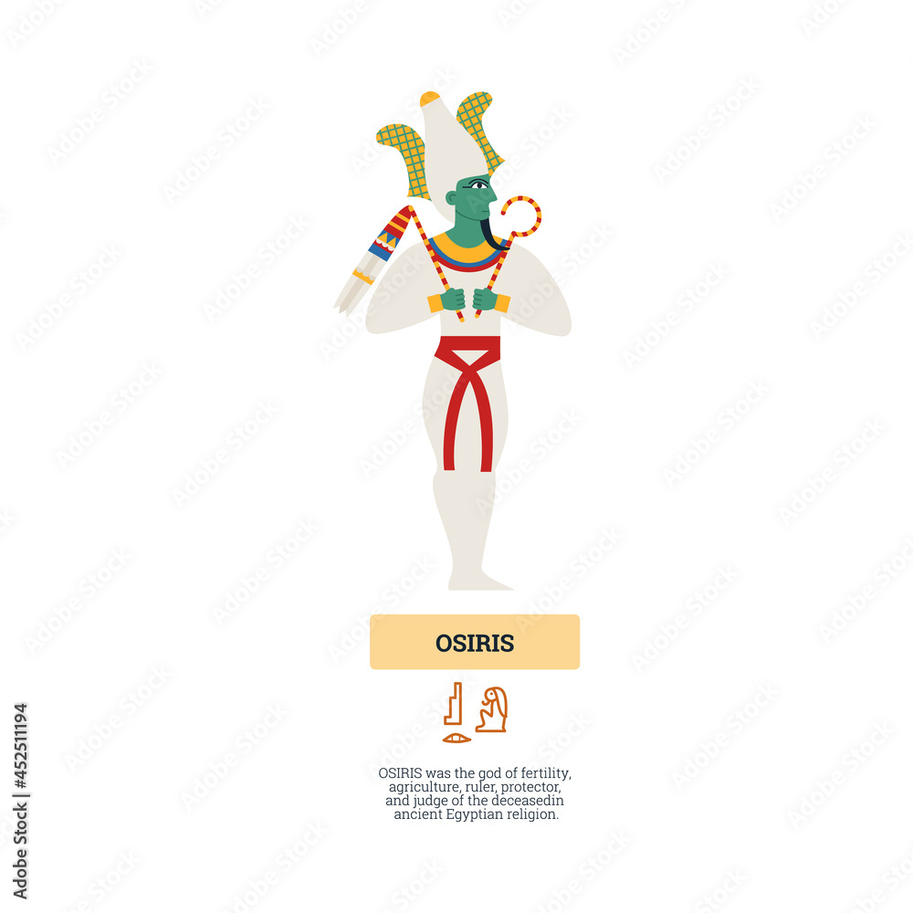 Figure of egyptian ancient god osiris holding of power symbols crook ...