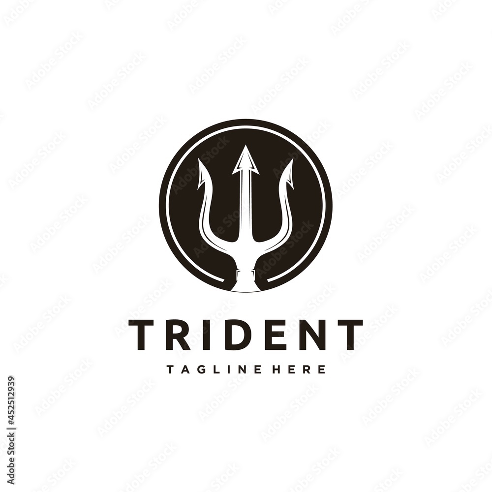 Trident neptune god poseidon circular circle logo design Stock Vector ...
