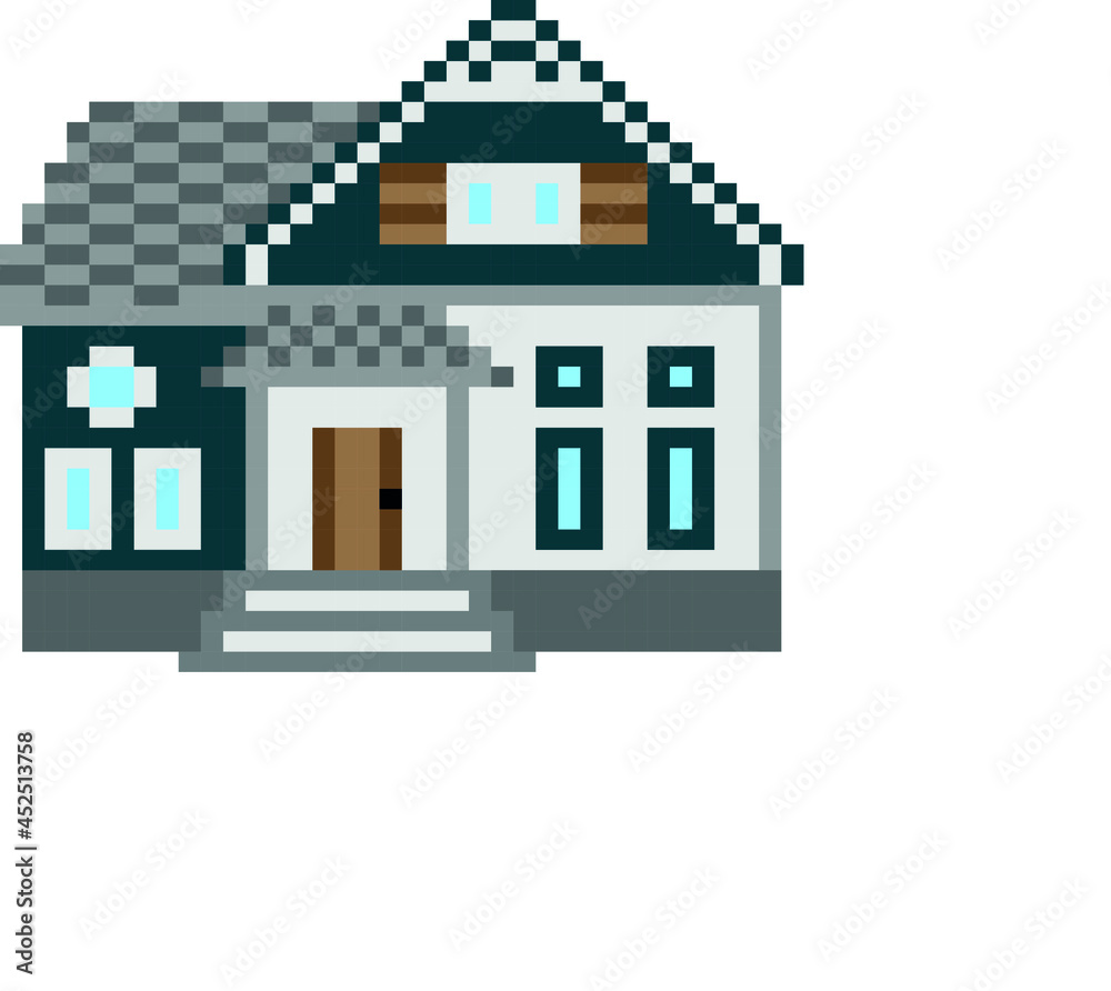 House Pixel Art isolated white Background vector illustration. Stock ...