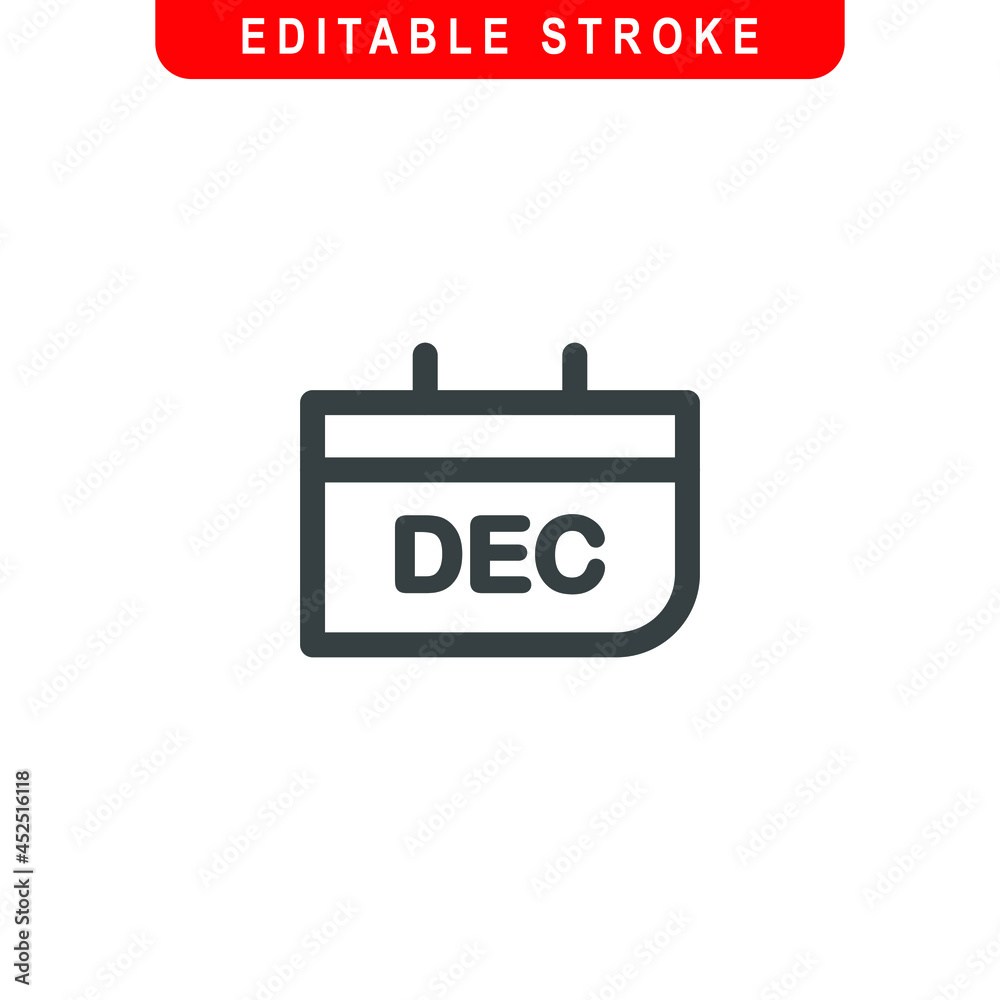 Vecteur Stock Calender of December Outline Icon. Calender Line Art Logo ...