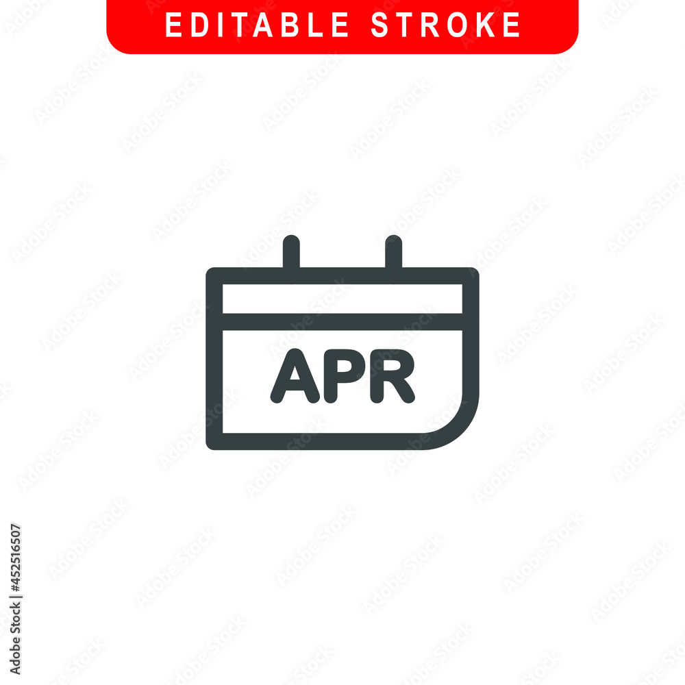 Calender of April Outline Icon. Calender Line Art Logo. Vector ...