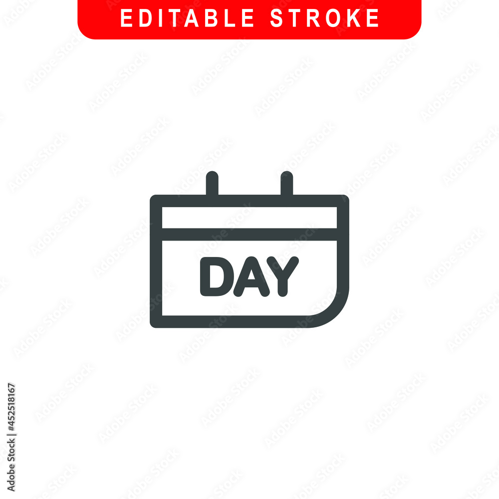 Calender Day Outline Icon. Day Calender Line Art Logo. Vector ...