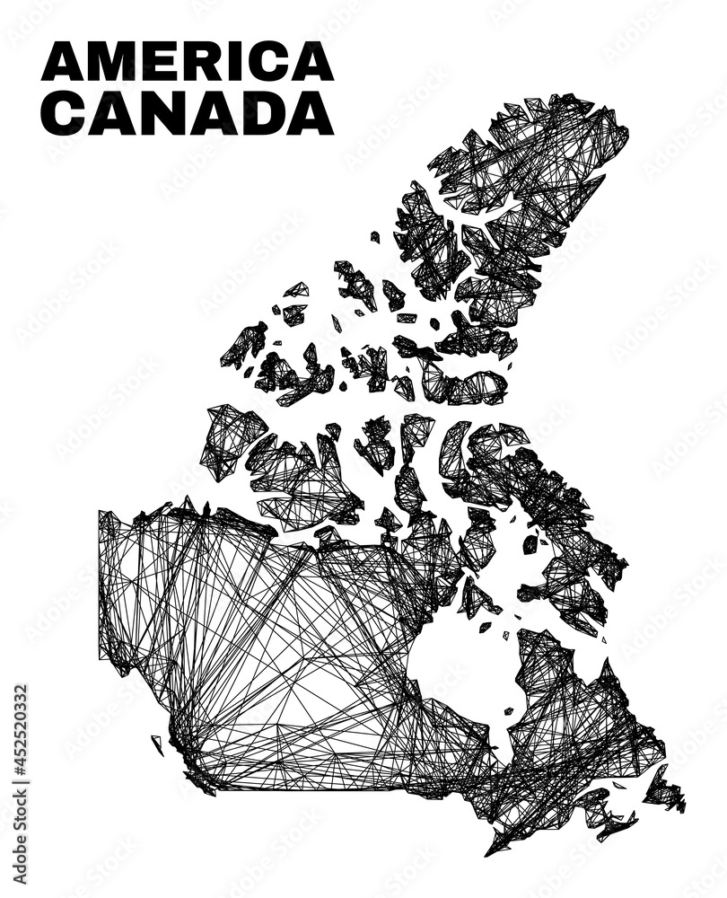 Vecteur Stock Net irregular mesh Canada v2 map. Abstract lines are ...