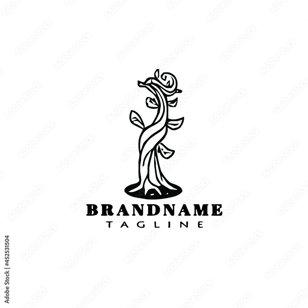 beanstalk logo cartoon icon design template isolated black vector Stock ...