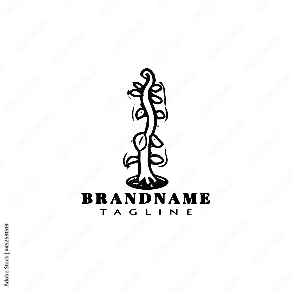 beanstalk logo cartoon icon design template isolated black vector ...