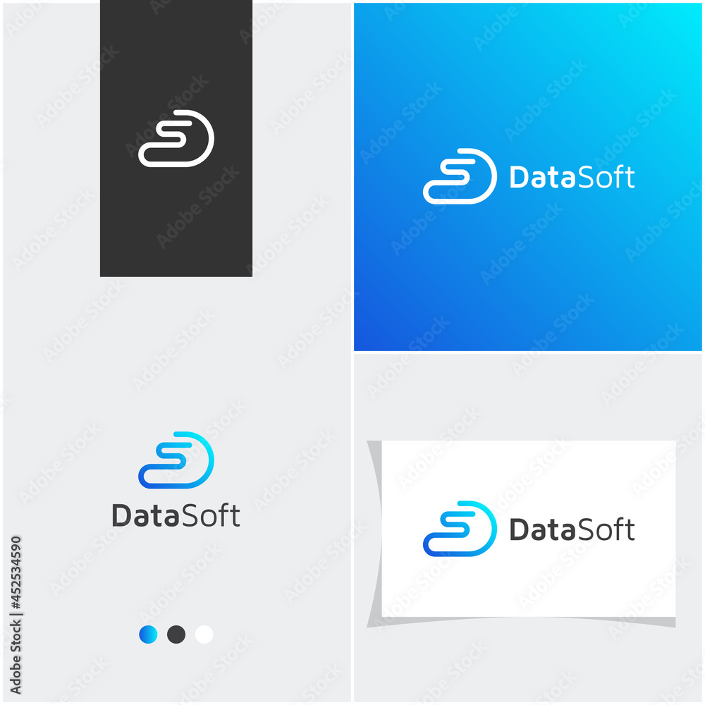 Data Soft Logo Template With DS Letter Logo For Technology and Businese ...