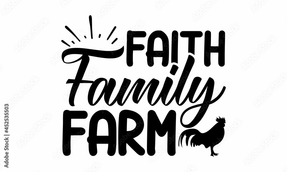 Faith Family Farm , Design element for cheese farm, Ink illustration ...
