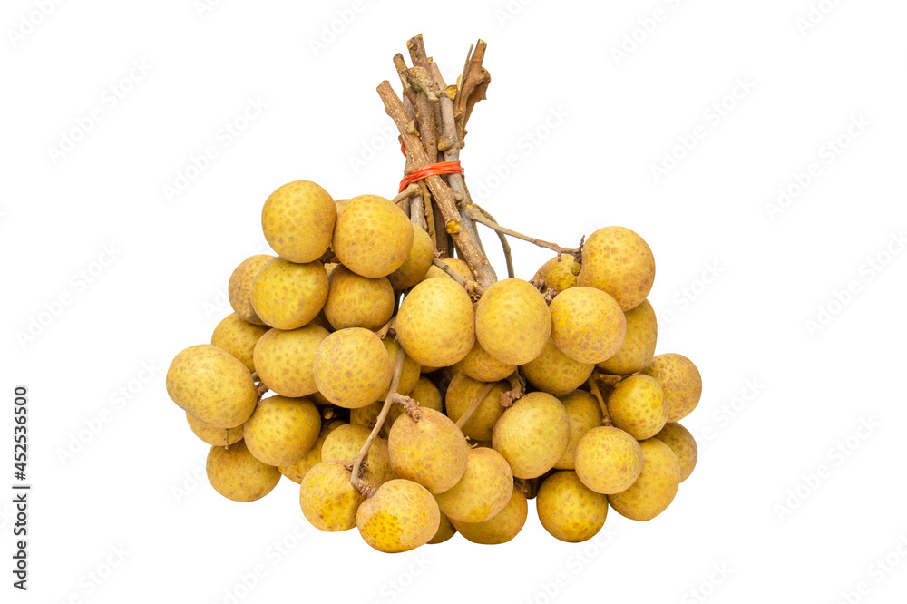 Bunch fresh longan sweet taste with leaf (Dimocarpus longan) isolated ...