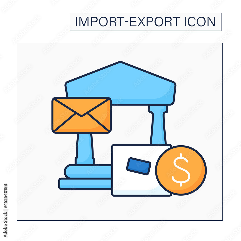 Letter of credit color icon. Bankers commercial credit. Payment ...