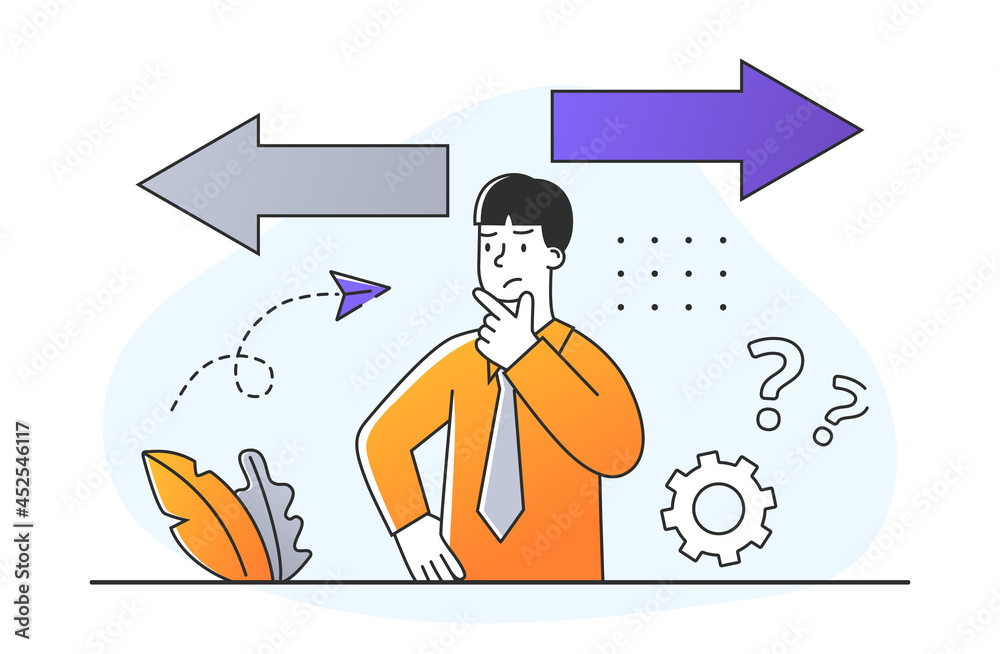 Man chooses solution. Character looking for a path that helps him ...