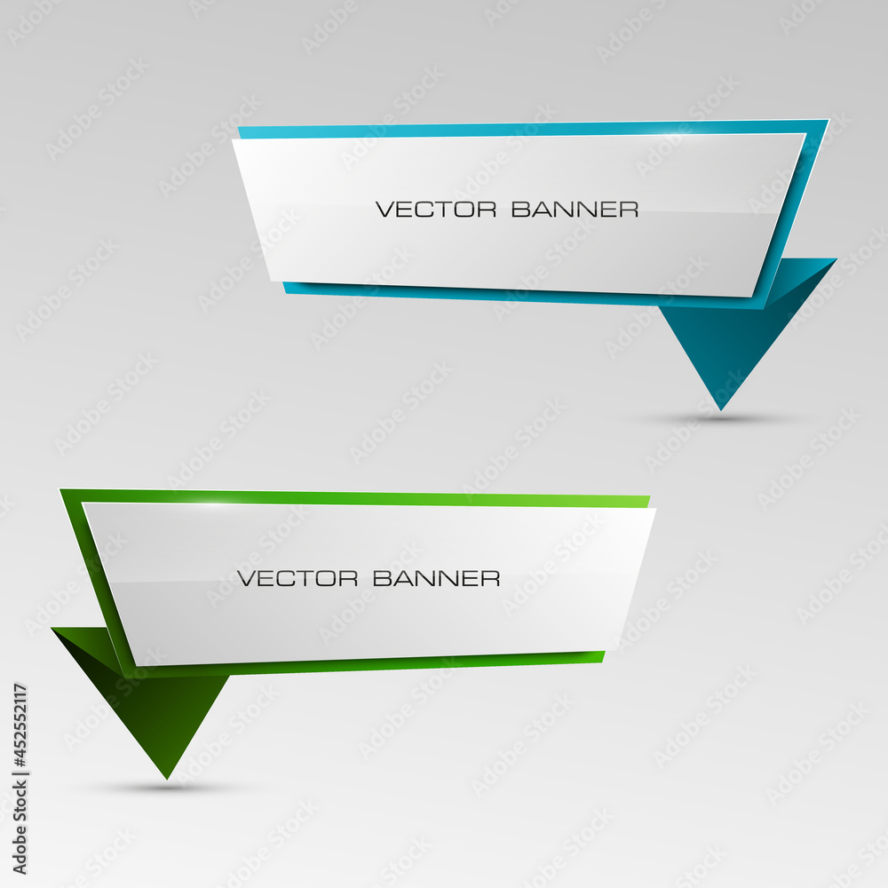 Two straight arrow ribbon banner. 2 direction right banner shape ...