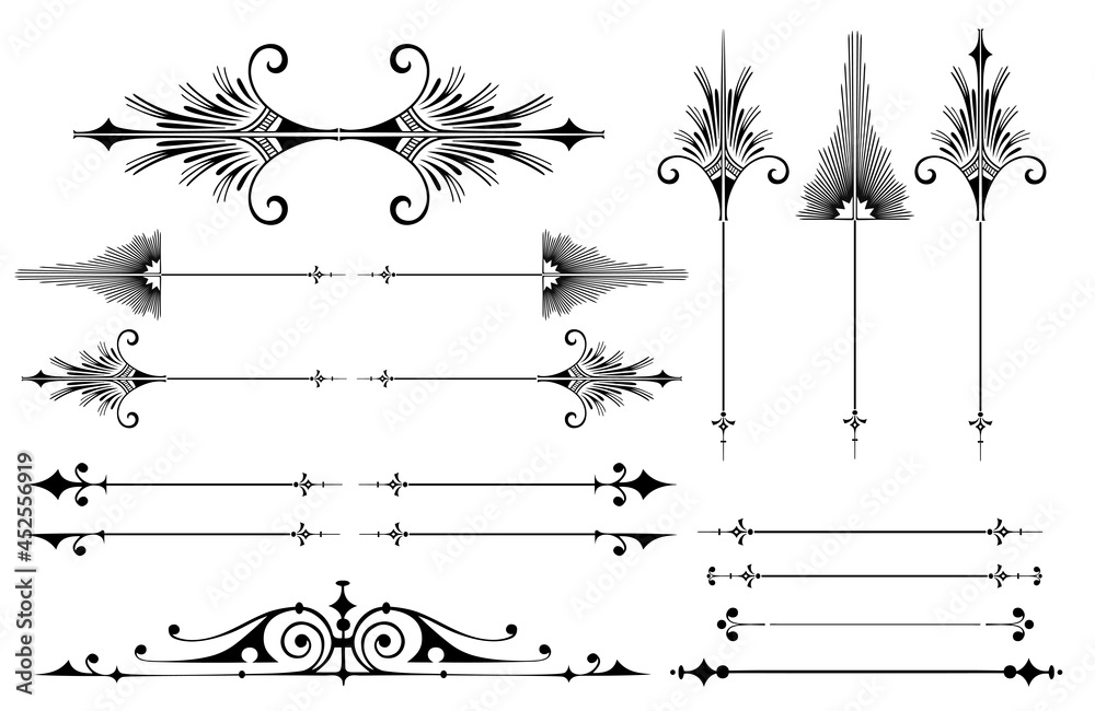 Vintage Text Dividers Set. Retro Object for Text. Victorian Style of ...