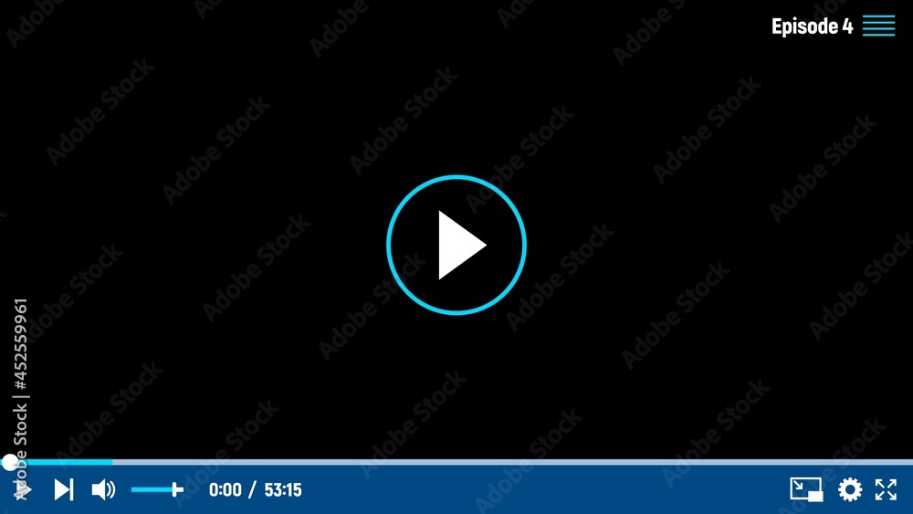 Video player interface vector template, skin ui design with play button ...