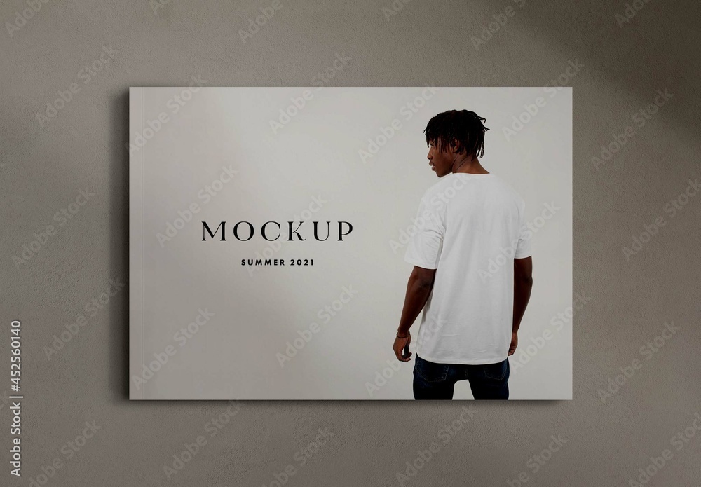 Grey Minimal Horizontal Magazine Cover Mockup Stock Template | Adobe Stock