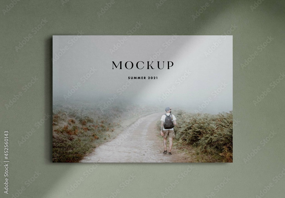 Mint Minimal Horizontal Magazine Cover Mockup Stock Template | Adobe Stock