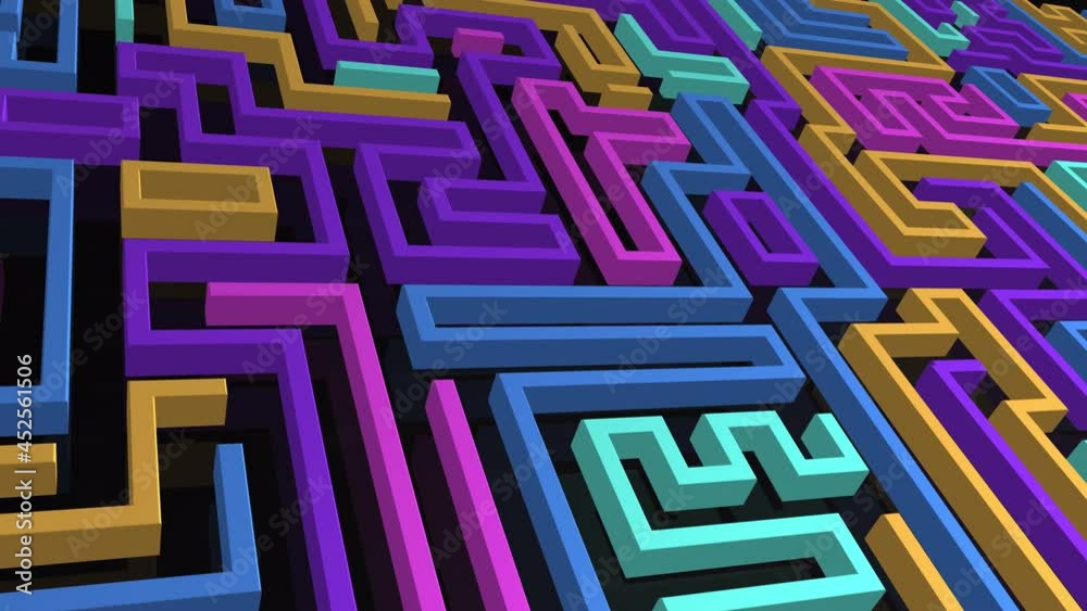 Stockvideo colorful abstract 3d maze animation. labyrinth pattern for live wallpaper, background ...