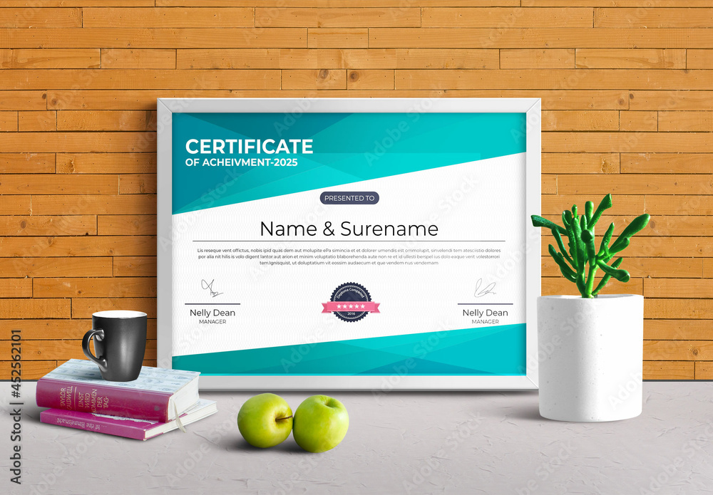 Teal Certificate Layout Stock Template | Adobe Stock
