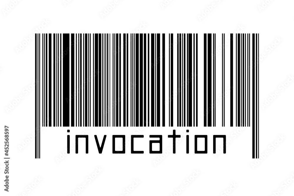 Digitalization concept. Barcode of black horizontal lines with inscription invocation Stock ...