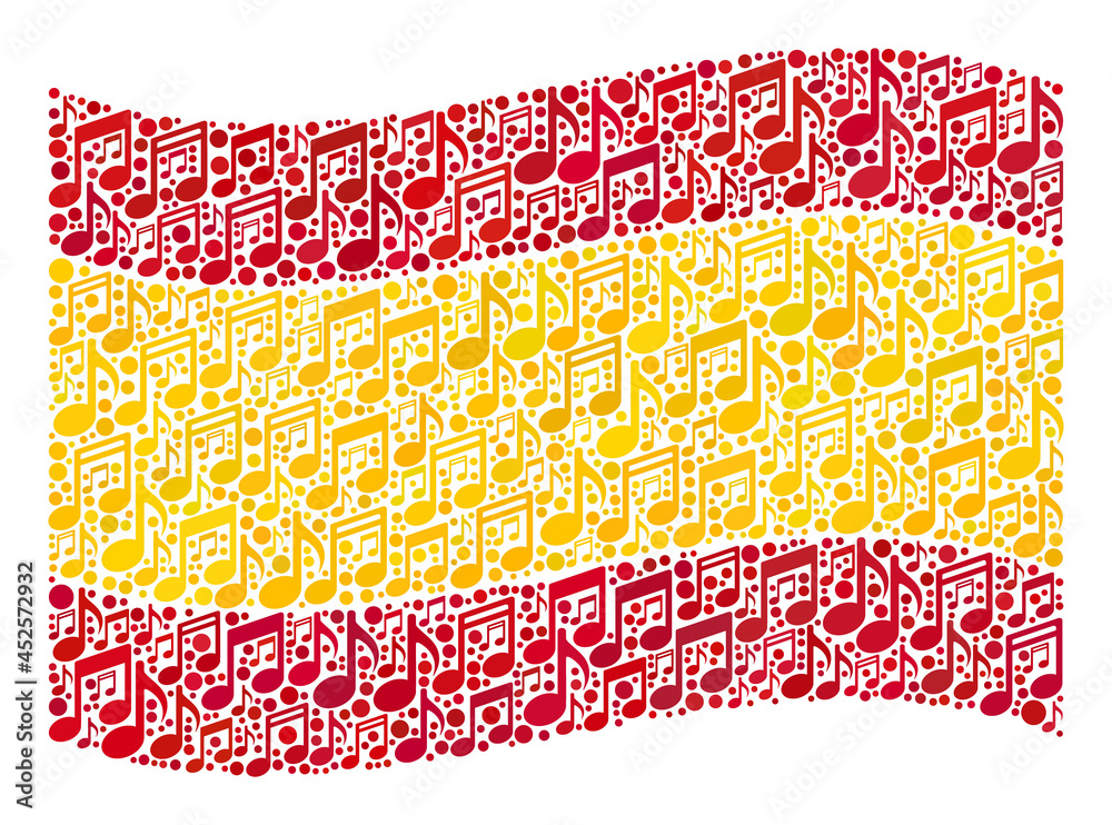 Vecteur Stock Mosaic waving Spain flag designed of music notes. Vector ...