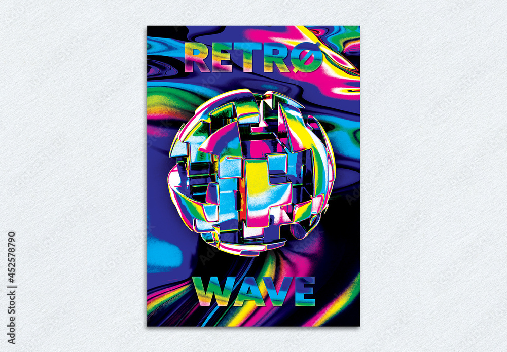 Futuristic Abstract Iridescent Orb of Sphere Design Poster Layout Stock ...