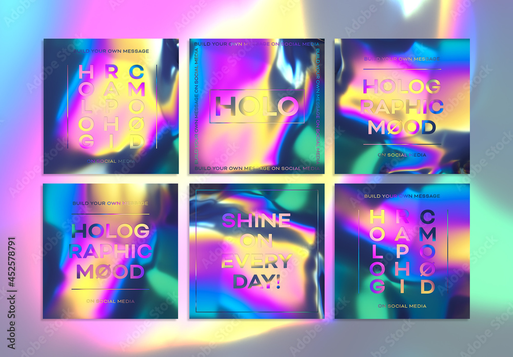 Quotes for Social Media Covers Layout with Fluid Iridescent ...