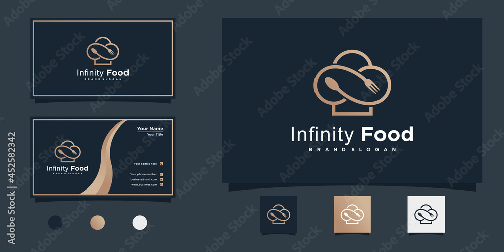 Infinity food logo design inspiration with modern food symbol line art ...