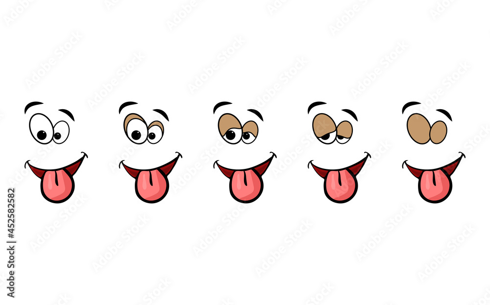 Blink eye animation step. Human cartoon face with blinking eyeball ...
