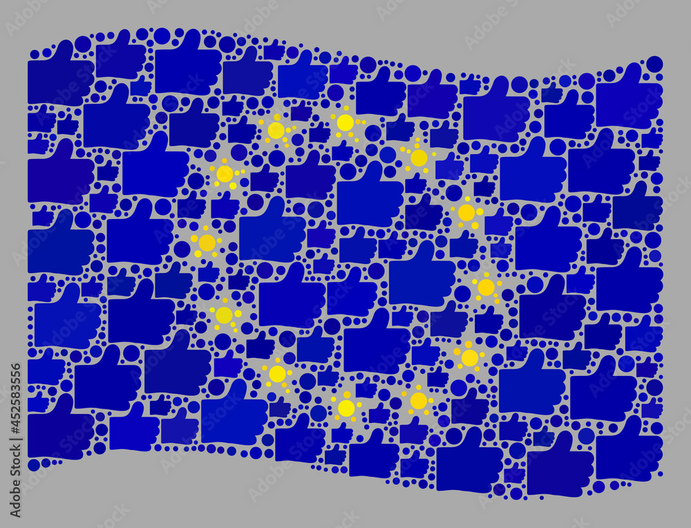 Mosaic waving Europe flag created with like icons. Vector confirmation ...