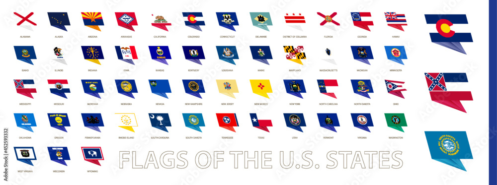 Flags of the U.S. States sorted alphabetical in modern design, all ...